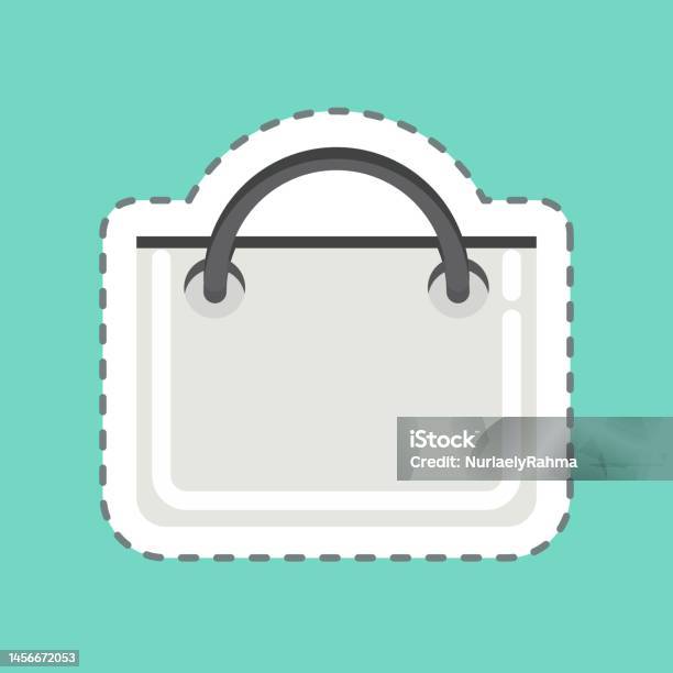 Garis Stiker Memotong Tas Belanja Terkait Dengan Simbol Toko Online