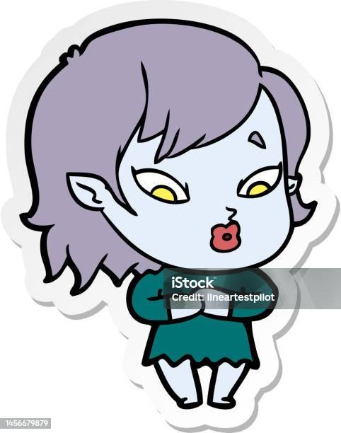 Autocollant Dune Jolie Fille Vampire De Dessin Animé Vecteurs Libres De