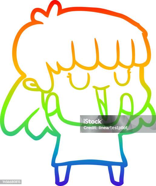 Dessin Au Trait Dégradé Arcenciel Dune Femme De Dessin Animé Vecteurs