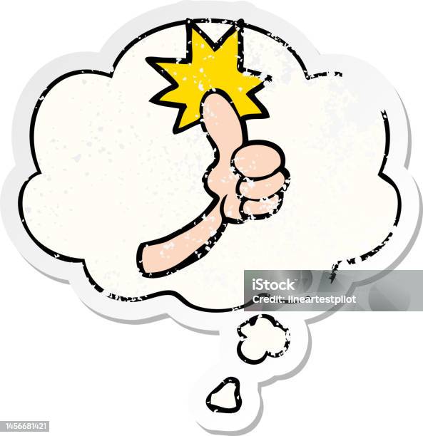 Signe Du Pouce Levé De Dessin Animé Avec Une Bulle De Pensée Comme Un