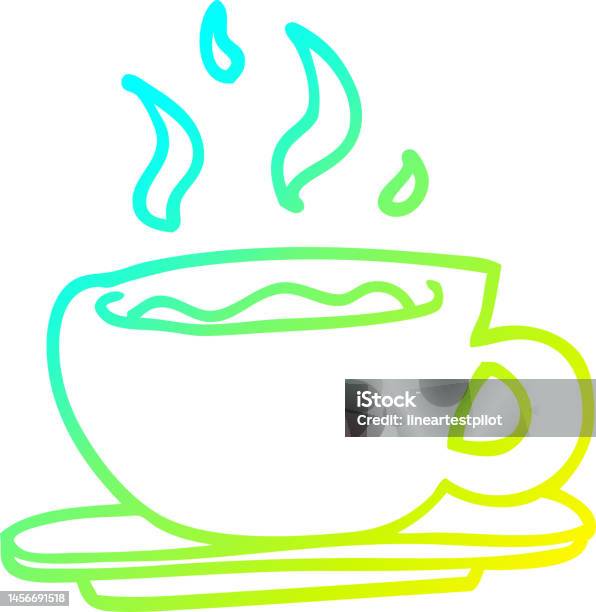 Dessin Au Trait Dégradé Froid Dune Tasse À Café De Dessin Animé