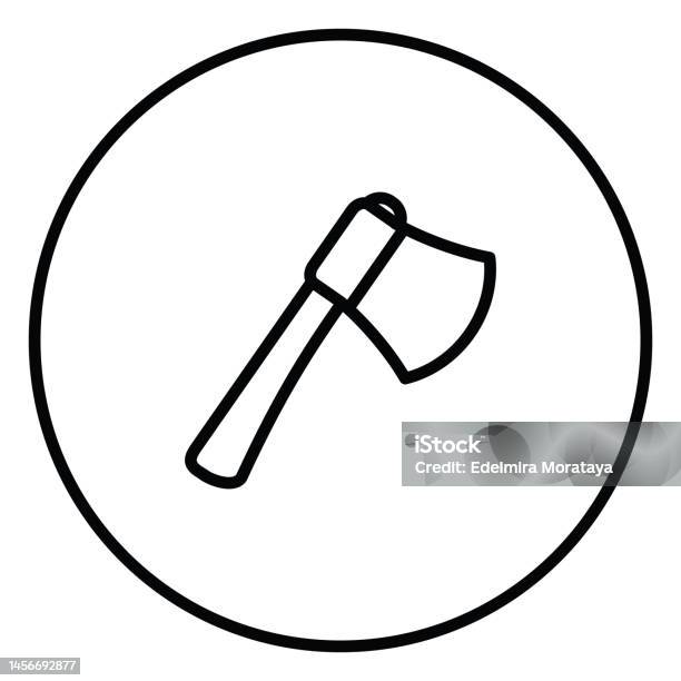 Ilustrasi Vektor Ikon Garis Hitam Putih Kapak Dalam Lingkaran Untuk ... Ilustrasi Vektor Ikon Garis Hitam Putih Kapak Dalam Lingkaran Untuk ...
