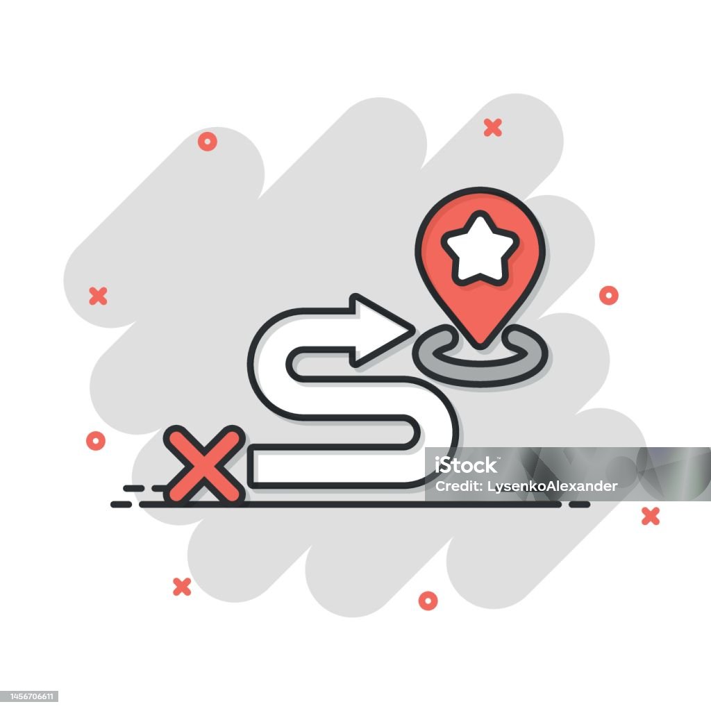 Icône Dépingle De Carte Dans Le Style Bande Dessinée Navigation Gps