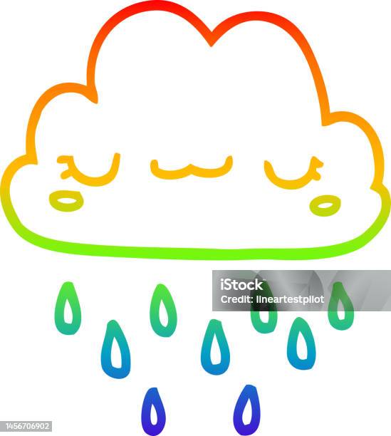 Dessin Au Trait Dégradé Arcenciel Dun Nuage Dorage De Dessin Animé