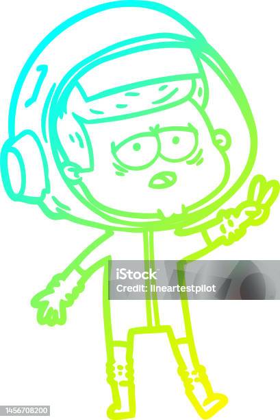 Dessin Au Trait Dégradé Froid Dun Astronaute Fatigué De Dessins Animés