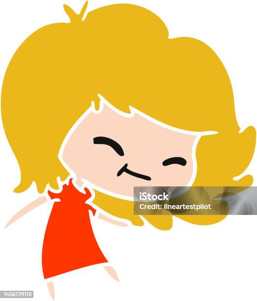 Kartun Yang Digambar Dengan Tangan Bebas Dari Gadis Kawaii Yang Lucu