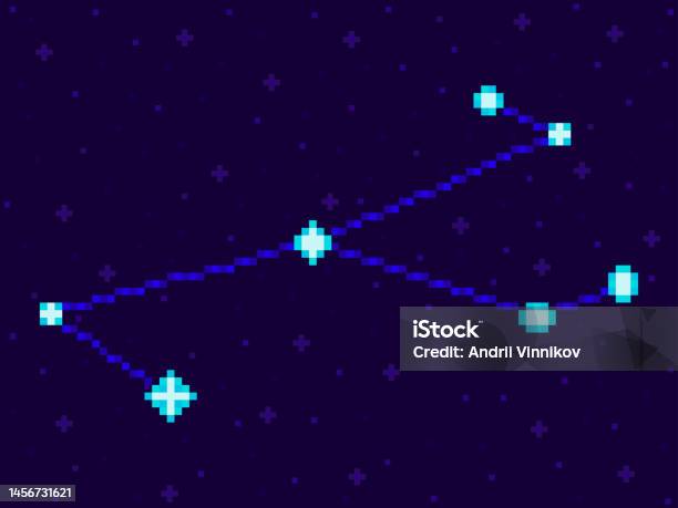 Constellation Monoceros Dans Le Style Pixel Art Des Étoiles 8 Bits Dans