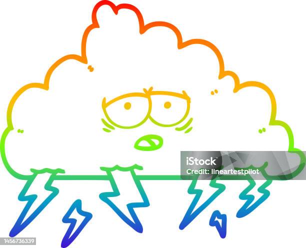 Dessin Au Trait Dégradé Arcenciel Dun Nuage Dorage De Dessin Animé