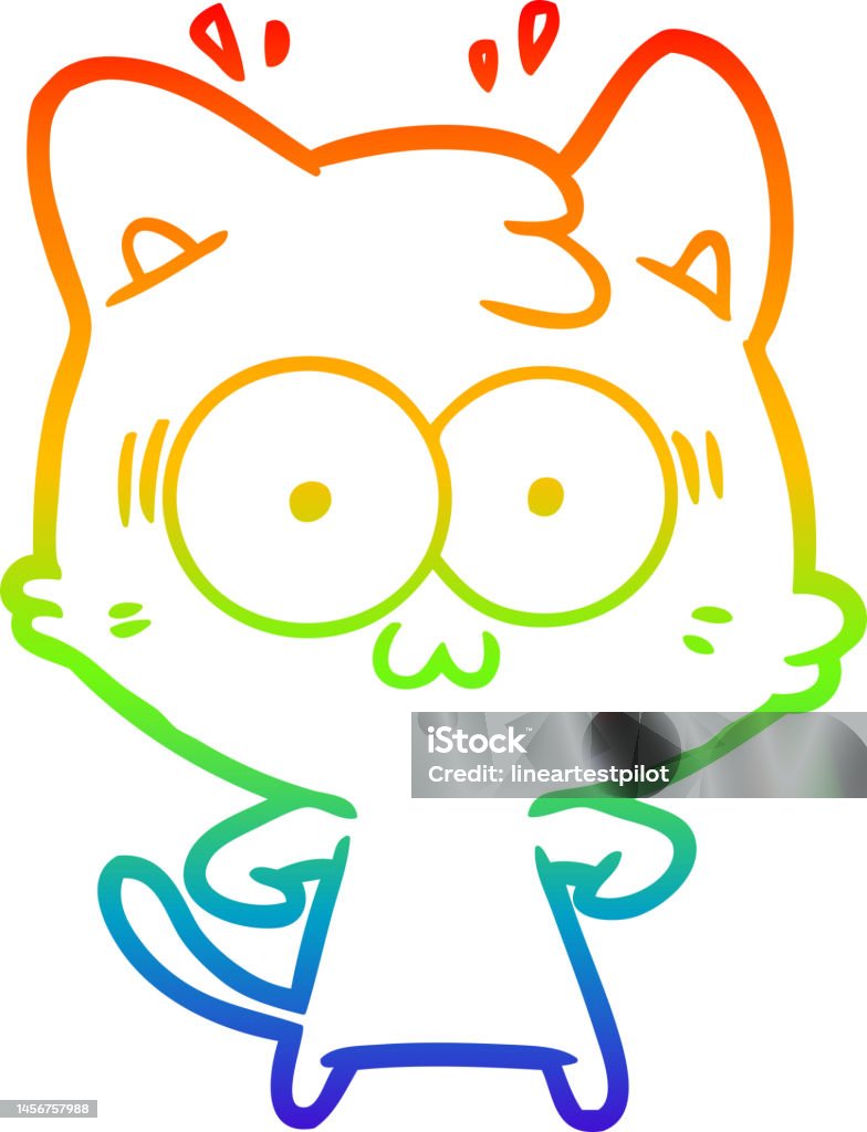 Dessin Au Trait Dégradé Arcenciel Dun Chat Surpris De Dessin Animé