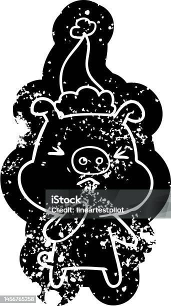 Dessin Animé Excentrique Icône En Détresse Dun Cochon En Colère Portant