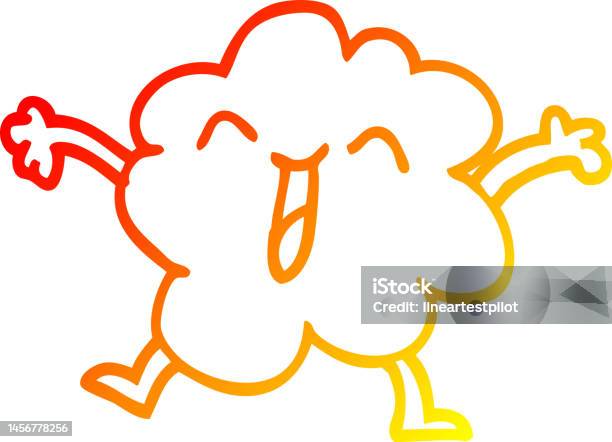 Dessin Au Trait Dégradé Chaud Dun Nuage Gris Heureux De Dessin Animé