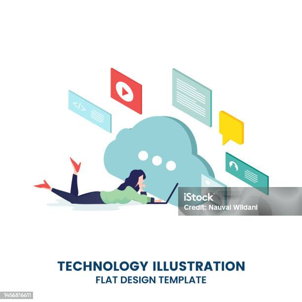 Komputasi Awan Dan Konsep Keamanan Informasi Cloud Ilustrasi Modern