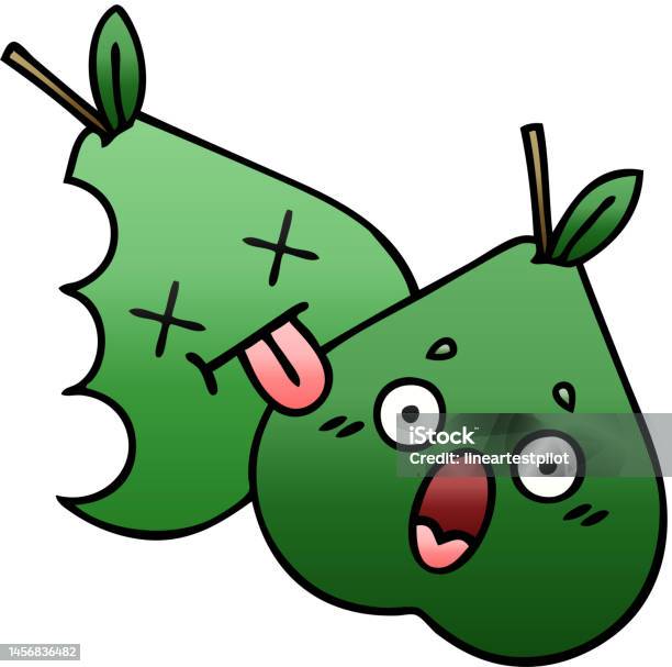 Kartun Berbayang Gradien Dari Buah Pir Ilustrasi Stok Unduh Gambar