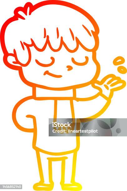 Dessin Au Trait Dégradé Chaud Dun Garçon Heureux De Dessin Animé