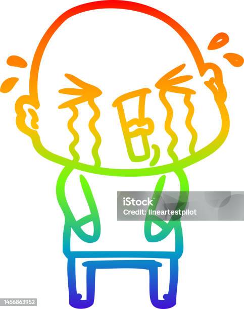 Dessin Au Trait Dégradé Arcenciel Dun Dessin Animé Pleurant Un Homme