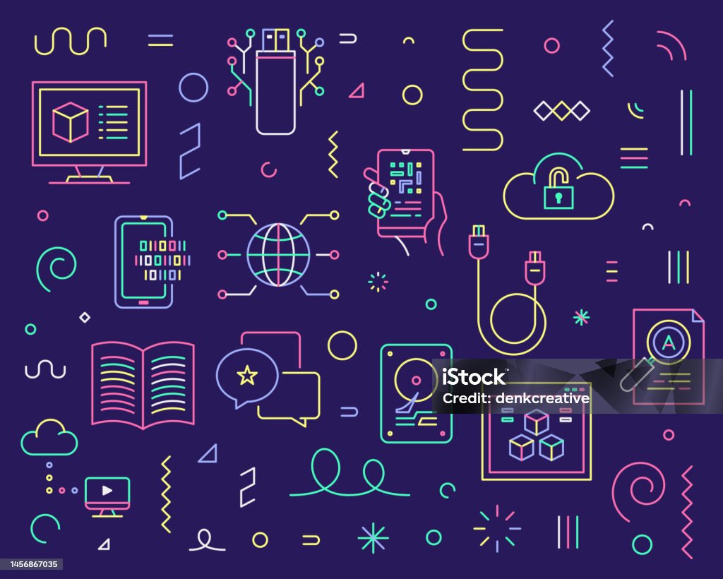 Line Icon Set Pattern For Iot Technology Stock Illustration - Download ... Line Icon Set Pattern For Iot Technology Stock Illustration - Download ...