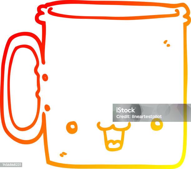 Dessin Au Trait Dégradé Chaud Dune Tasse De Dessin Animé Vecteurs