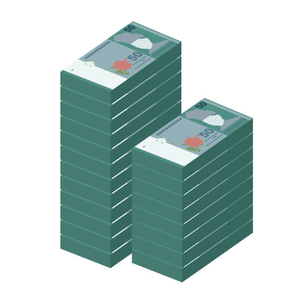 Isolated Bundle Malaysian Ringgit White Background Illustrations