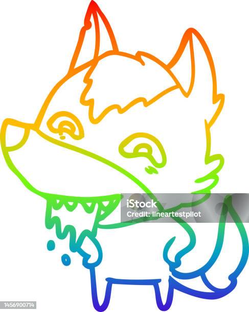 Dessin Au Trait Dégradé Arcenciel Dun Loup Affamé De Dessin Animé