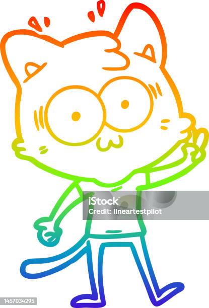 Dessin Au Trait Dégradé Arcenciel Dun Chat Surpris De Dessin Animé