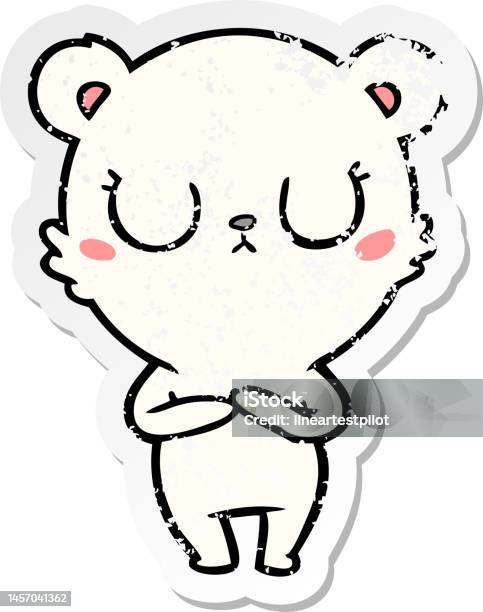 Autocollant En Détresse Dun Ours Polaire De Dessin Animé Pacifique