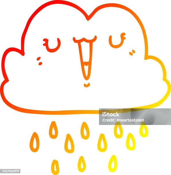 Dessin Au Trait Dégradé Chaud Dun Nuage Dorage De Dessin Animé Vecteurs