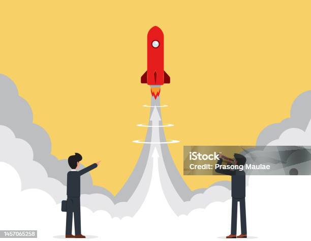 Konsep Roket Startup Desain Awal Bisnis Atau Proyek Baru Ilustrasi Stok