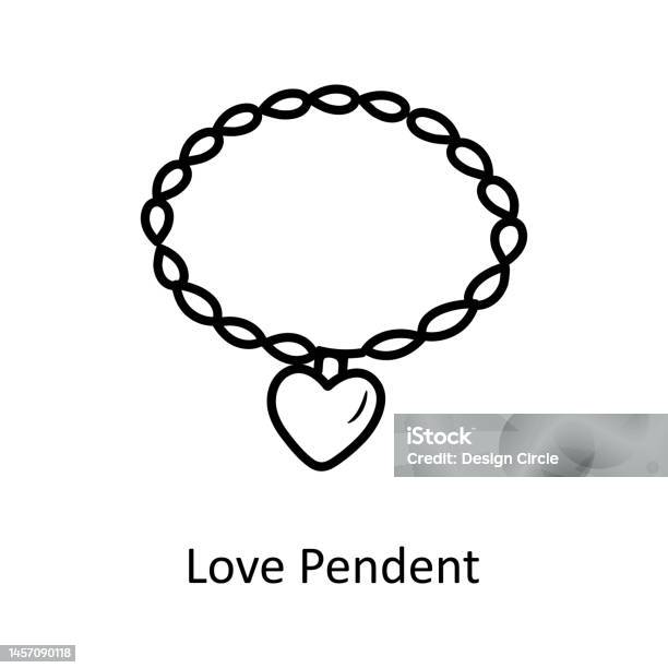 Love Pendent Vector Outline Hand Draw Icon Design Illustration