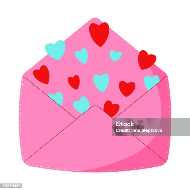 Enveloppe Vectorielle Rose Illustration De Lenveloppe Ouverte Avec Des
