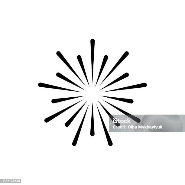 Sun Rays Hand Drawn Linear Drawing Vector Illustration Isolated On