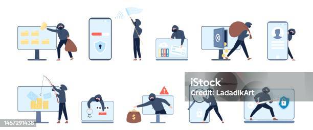 Hackers Characters Phishing Security Personal Data Hacker Hack Web Information Phone Scam And