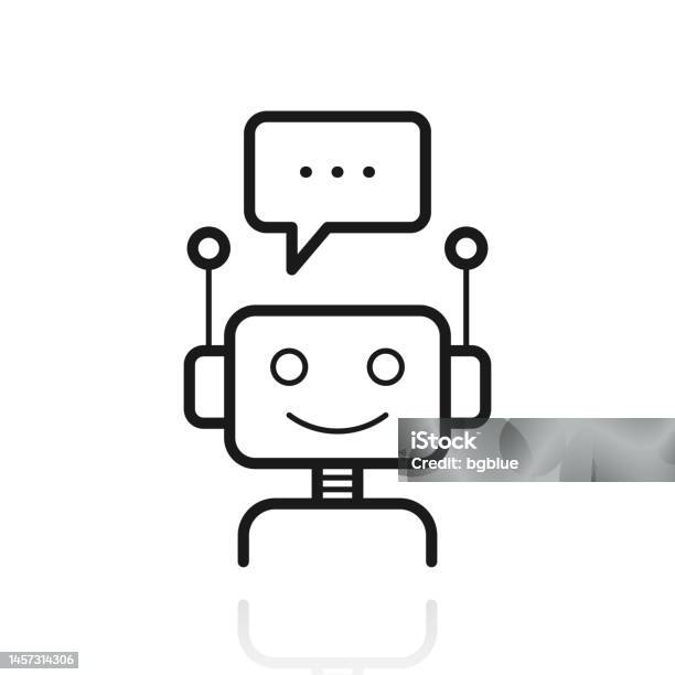 Chatbot Avec Bulle De Parole Icône Avec Reflet Sur Fond Blanc Vecteurs