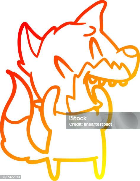 Dessin Au Trait Dégradé Chaud Dun Dessin Animé De Renard Rieur Vecteurs