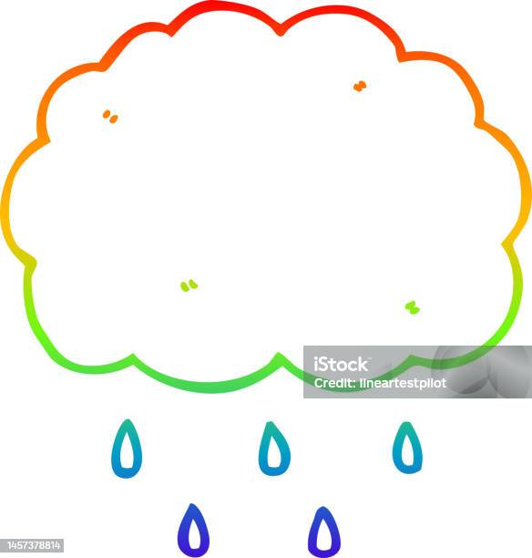 Dessin Au Trait Dégradé Arcenciel Dun Nuage De Dessin Animé Qui Pleut