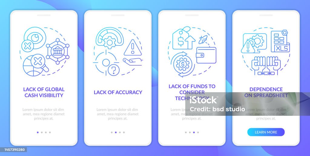 Challenges Faced By Treasurer Blue Gradient Onboarding Mobile App