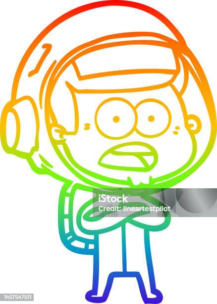 Dessin Au Trait Dégradé Arcenciel Dun Dessin Animé Astronaute Surpris