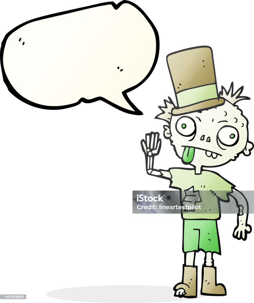 Zombie Kartun Gelembung Ucapan Yang Digambar Dengan Tangan Bebas Ilustrasi Stok Unduh Gambar