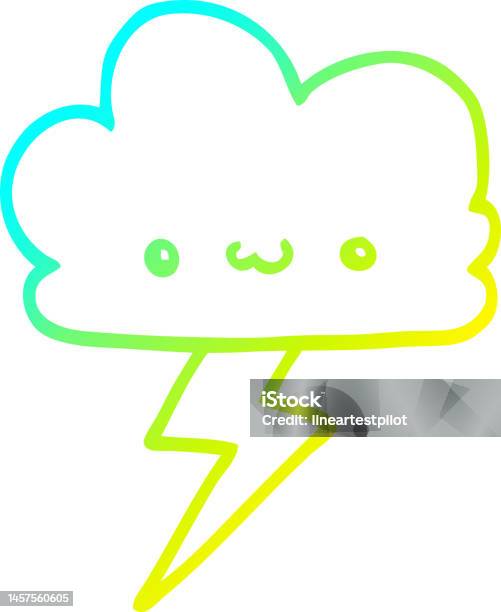Dessin Au Trait Dégradé Froid Dun Nuage Dorage De Dessin Animé Vecteurs