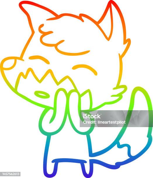 Dessin Au Trait Dégradé Arcenciel Dun Renard De Dessin Animé Vecteurs