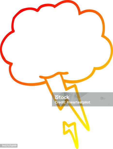 Dessin Au Trait En Dégradé Chaud Dun Nuage Dorage De Dessin Animé Avec