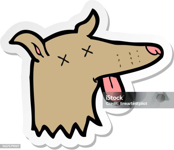 Autocollant Dun Visage De Chien Mort De Dessin Animé Vecteurs Libres De