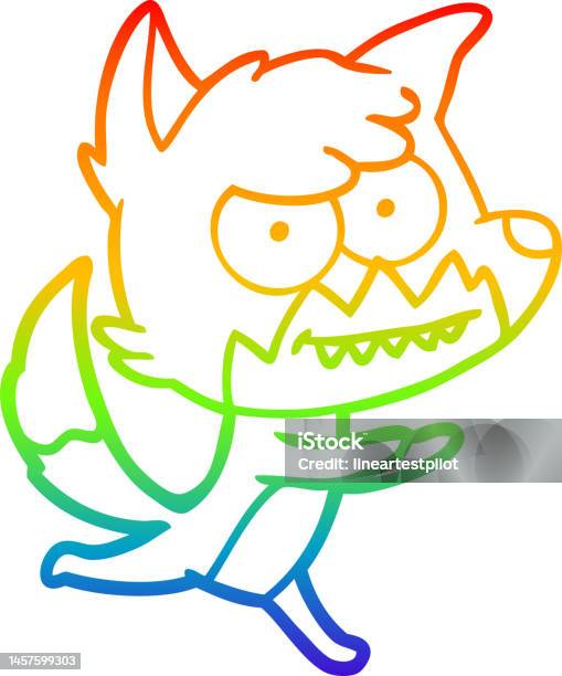 Dessin Au Trait Dégradé Arcenciel Dun Renard Souriant De Dessin Animé