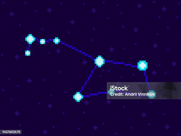 Constellation Puppis Dans Le Style Pixel Art Des Étoiles 8 Bits Dans Le