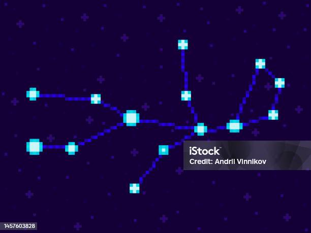 Constellation De La Vierge Dans Le Style Pixel Art Des Étoiles 8 Bits