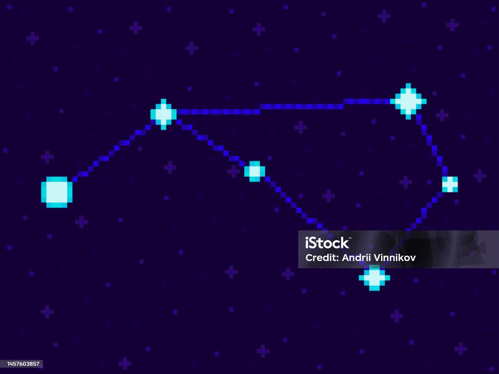 Constellation Volans Dans Le Style Pixel Art Des Étoiles 8 Bits Dans Le