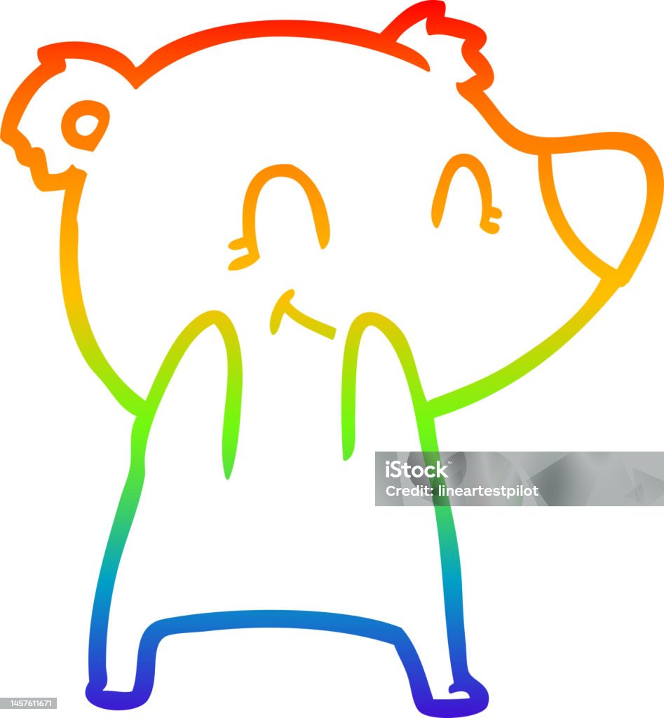 Dessin Au Trait Dégradé Arcenciel Dun Dessin Animé Amical Dours