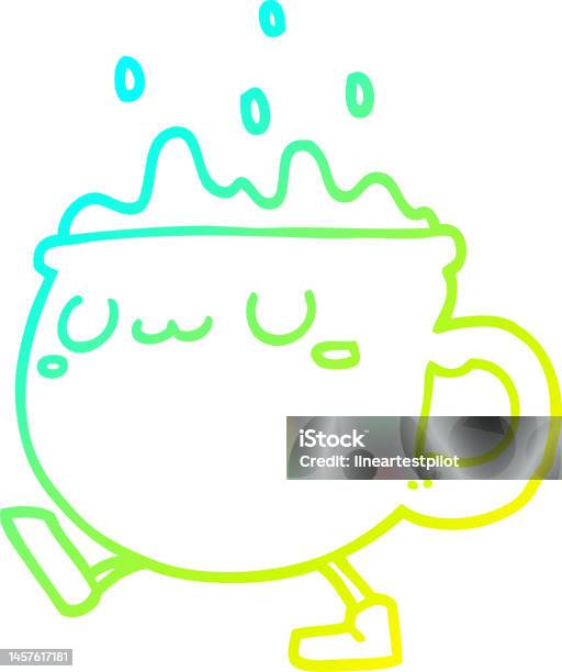 Dessin Au Trait Dégradé Froid Dune Tasse De Café De Dessin Animé