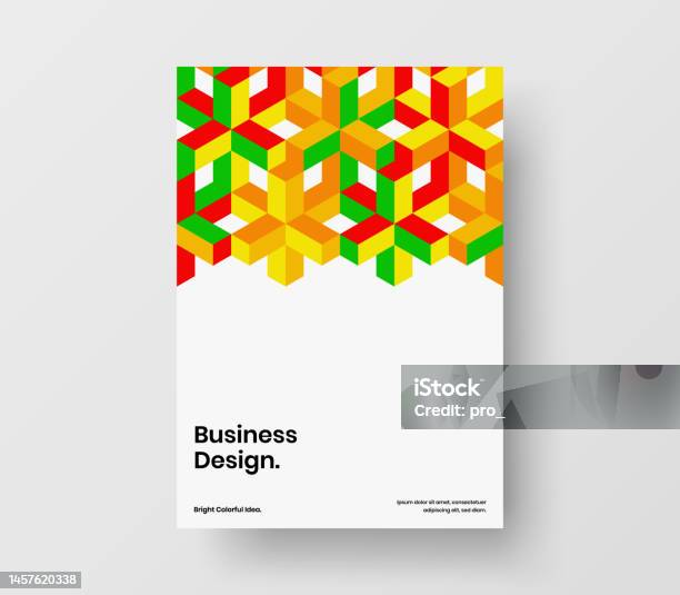 Konsep Desain Vektor A4 Leaflet Segar Template Sampul Majalah Ubin