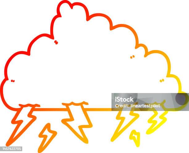 Dessin Au Trait Dégradé Chaud Dun Nuage Dorage De Dessin Animé Vecteurs