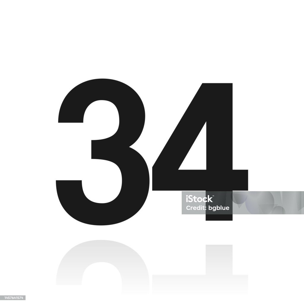 34 Numéro Trentequatre Icône Avec Reflet Sur Fond Blanc Vecteurs libres ... 34 Numéro Trentequatre Icône Avec Reflet Sur Fond Blanc Vecteurs libres ...